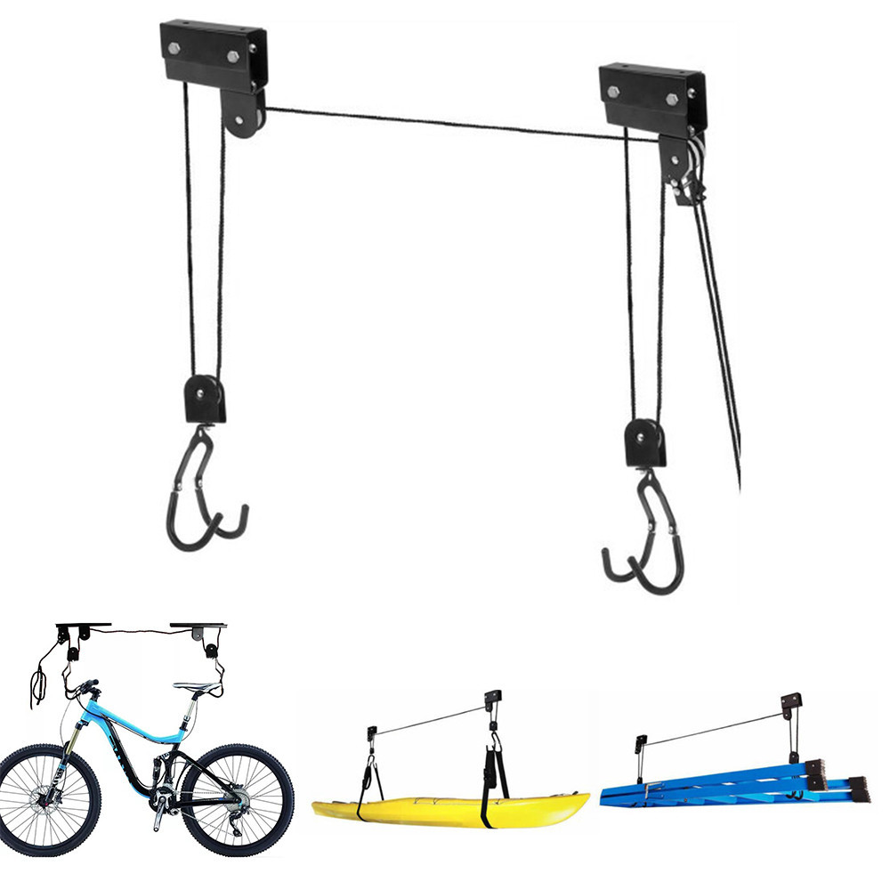 Bike Lift Ceiling Hoist Bicycle Hanging Pulley with 60kg System Bicycle ...