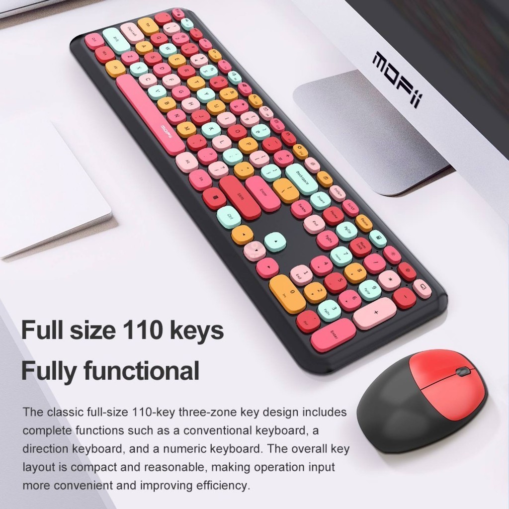 JS Wireless keyboard mouse color punk style girl cute mute Bluetooth ...