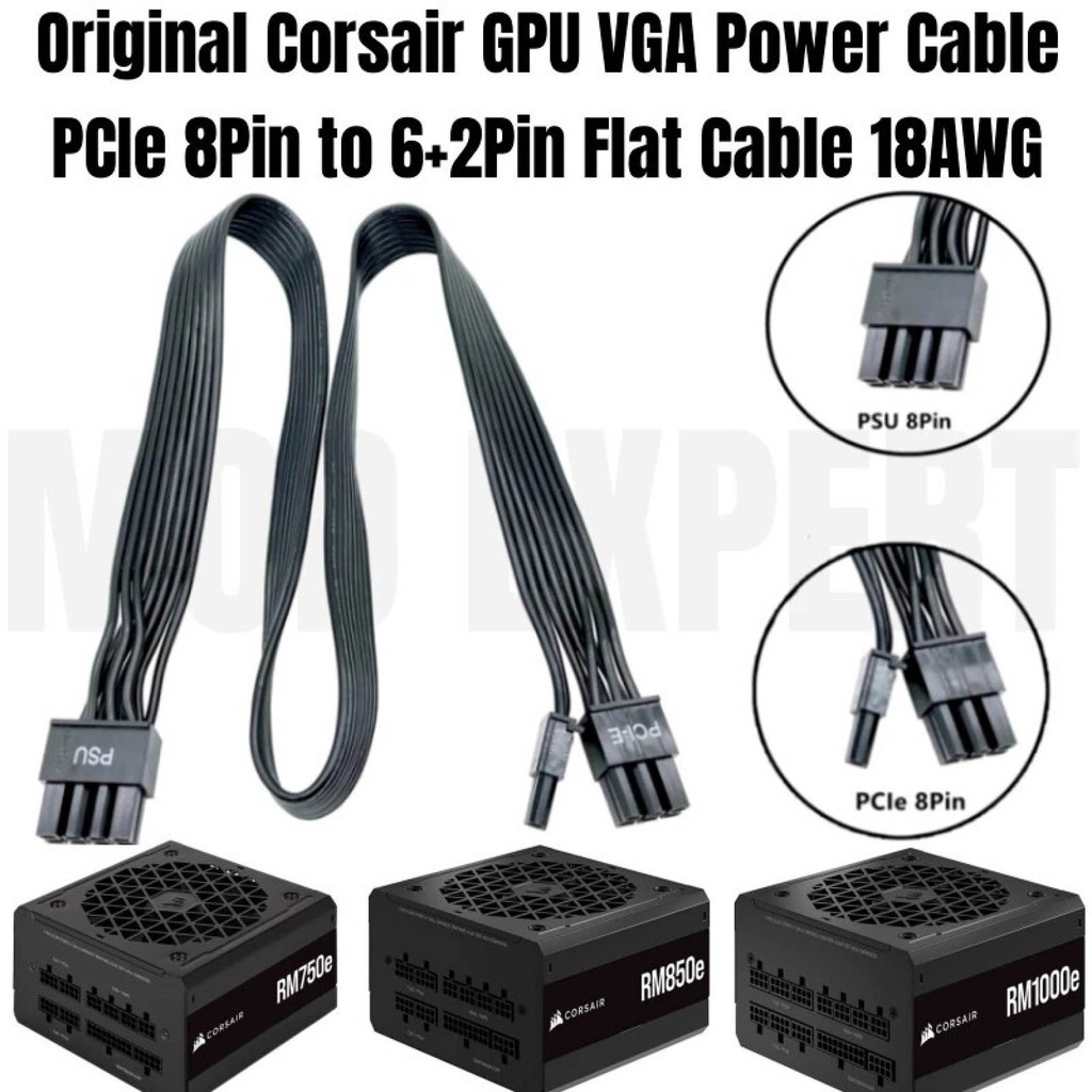 CORSAIR Original PCIe 8Pin to 8Pin Single 6+2Pin VGA GPU Power Cable ...
