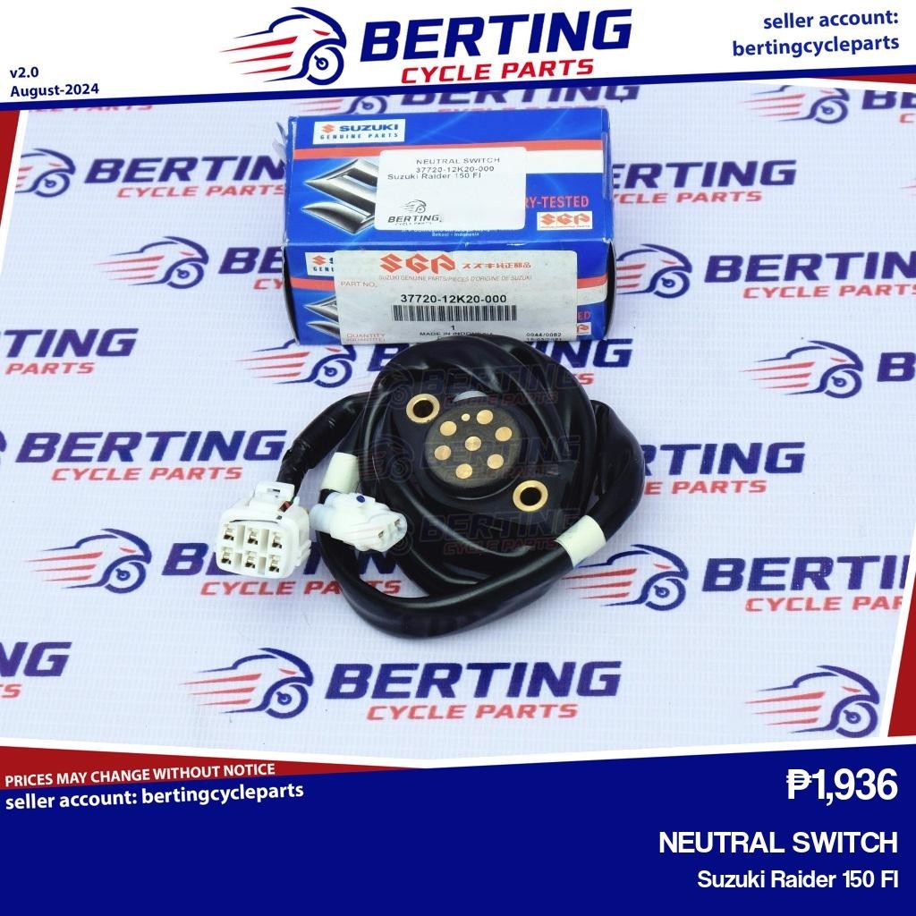 SGP NEUTRAL SWITCH Suzuki Raider 150 FI Genuine 37720-12K20-000 12K21 ...