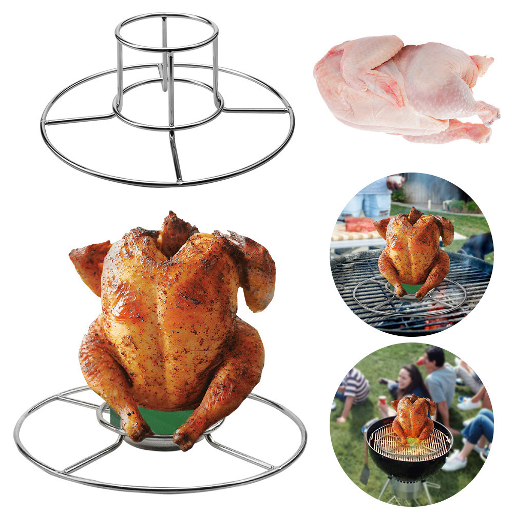 ☪Beer Can Chicken Roasting Stand Stainless Steel Turkey Rack Vertical ...