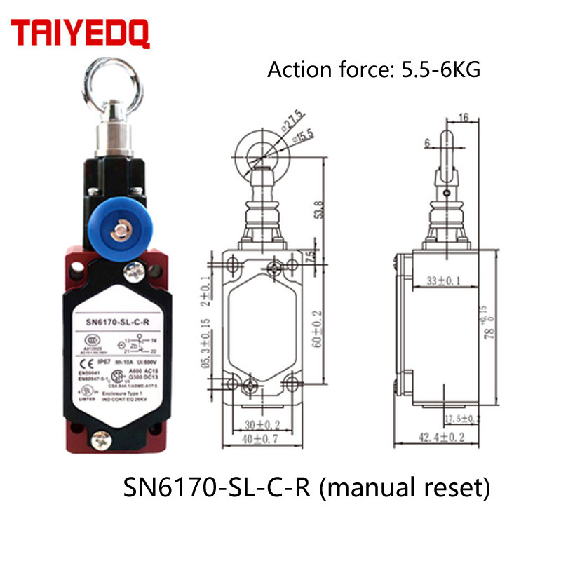 Pull Rope Switch Safety Emergency Stop Switch Pull wire Travel Switch ...