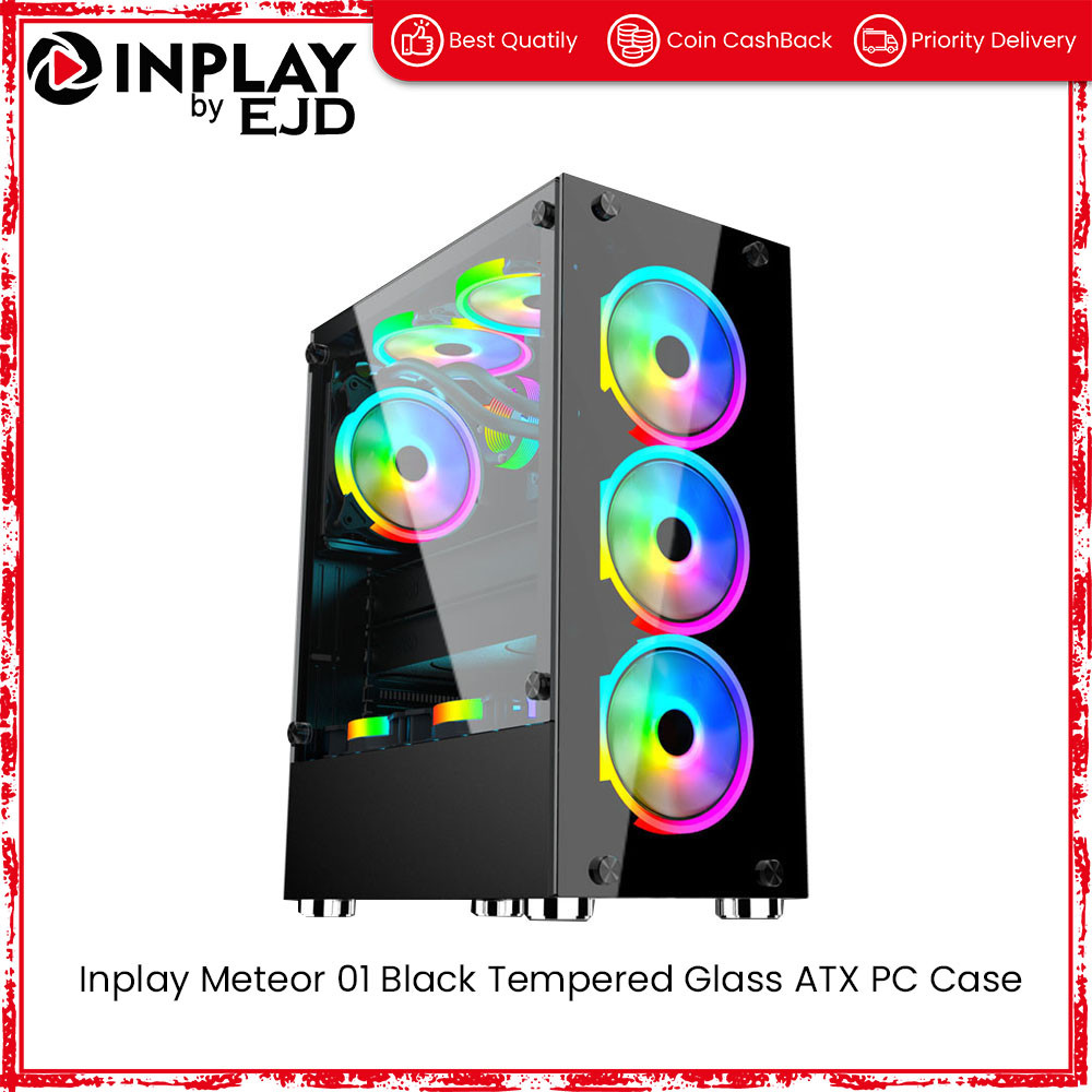 Inplay Meteor 01 Black Tempered Glass ATX PC Case | Inplay by EJD ...