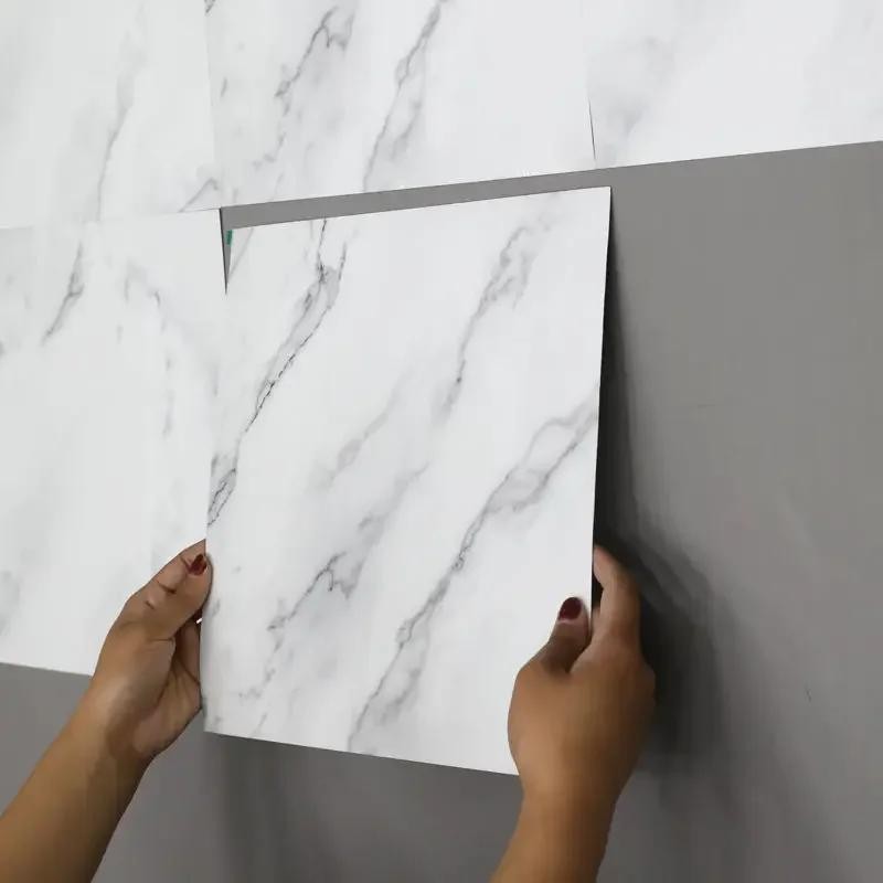 DIY Marble Tile Wall Stickers 3D Wallpaper Modern Living Room Bedroom ...