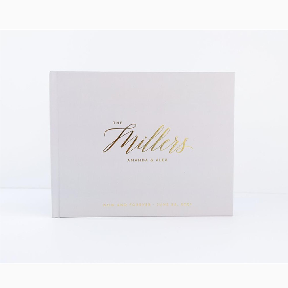 ⚜Wedding Guest Book,Birthday Real Gold Foil Horizontal Monogram Wedding ...
