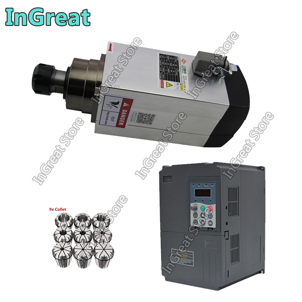 ⚕4.5KW 6hp 380V 3PH 18000RPM Square AC Spindle Motor Fan Air Cooled & 5 ...