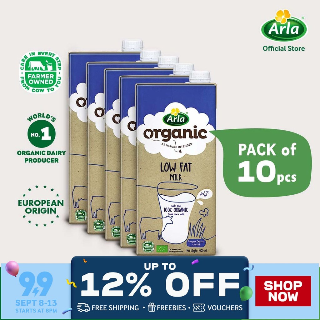 Arla Organic Low Fat Milk 1L 10-Pack | Shopee Philippines