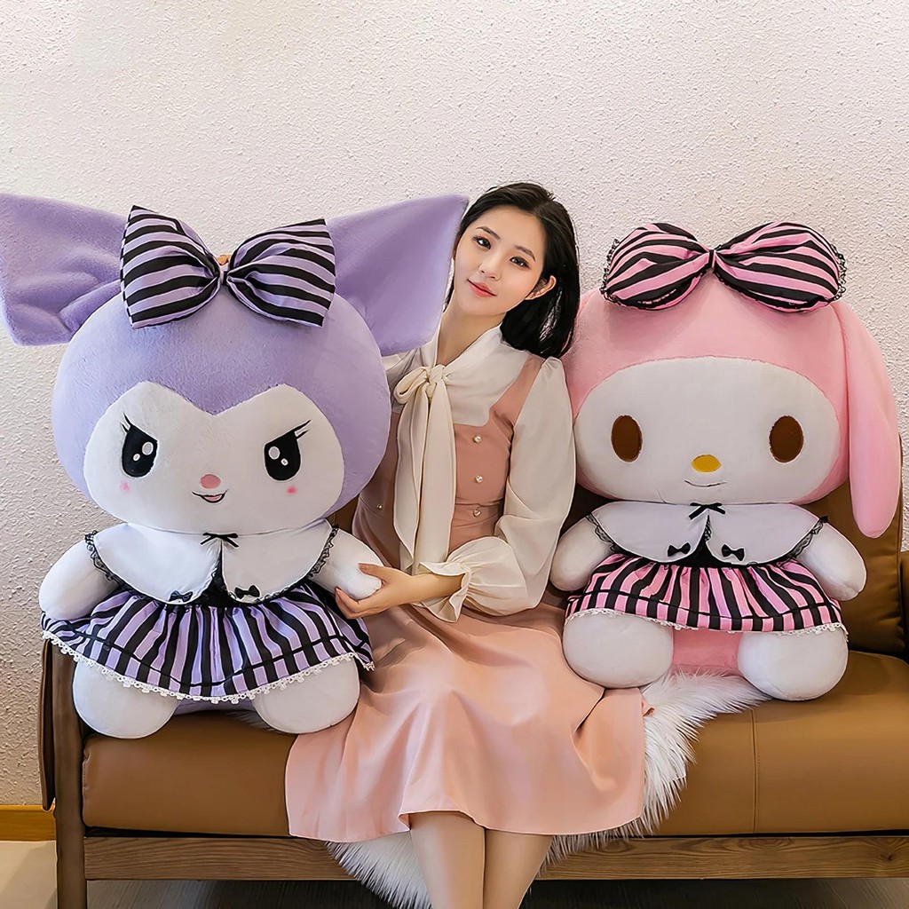 60cm Cartoon Sanrio Kuromi Plush Toy Kawaii My Melody JK Skirt Soft ...