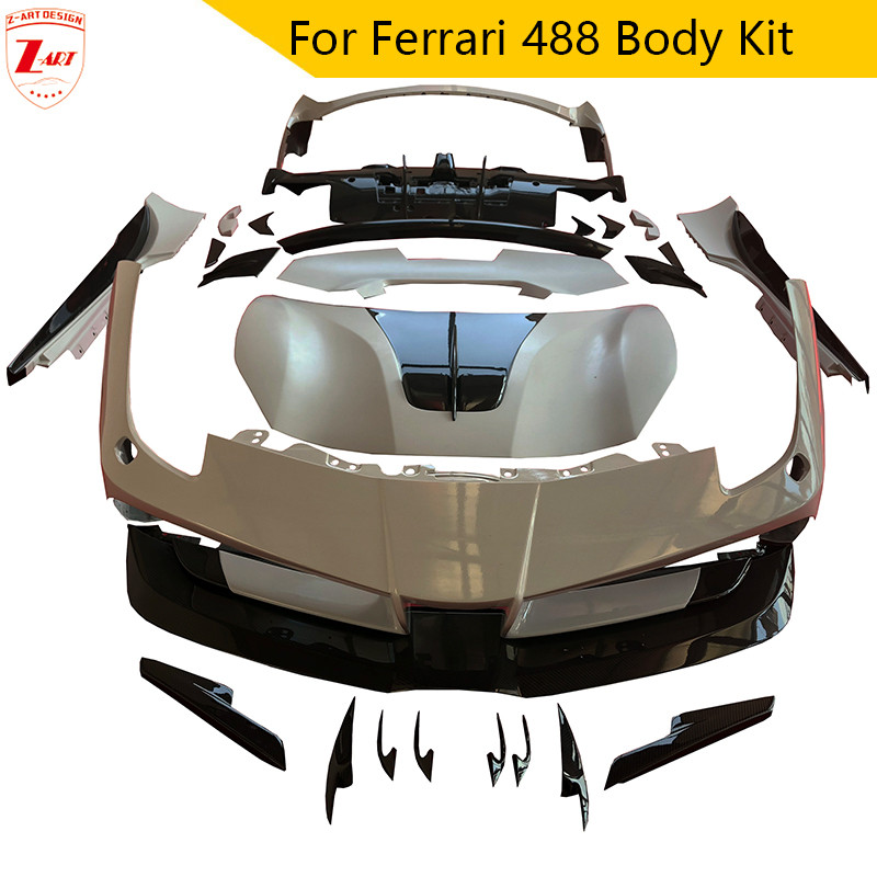 ☄Z-ART MS Style Aerodynamic Body Kit For Ferrari 488 GTB Upgrade Tuning ...
