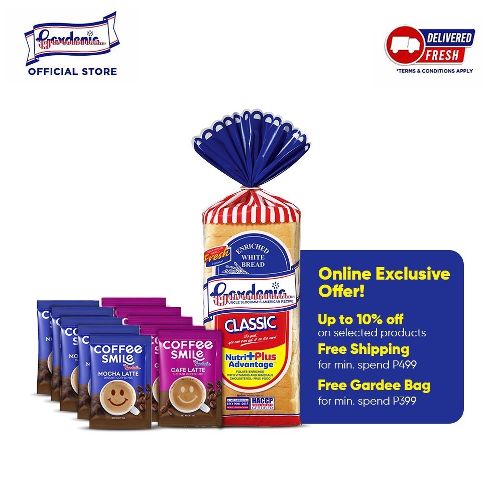 Gardenia Classic White Bread 600g + Coffee Smile Intant Coffee Mix 10s ...