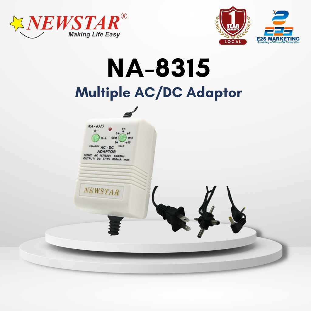Newstar Multiple AC/DC Adaptor 800mA Max NA-8315 | Shopee Philippines