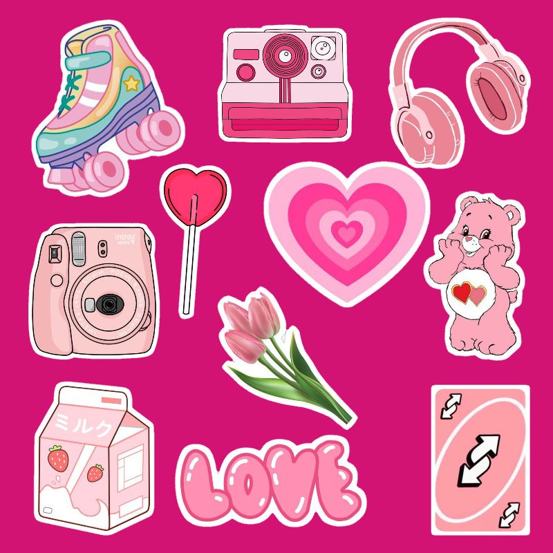 Cute Pink Laminated VINYL Waterproof Sticker | Shopee Philippines