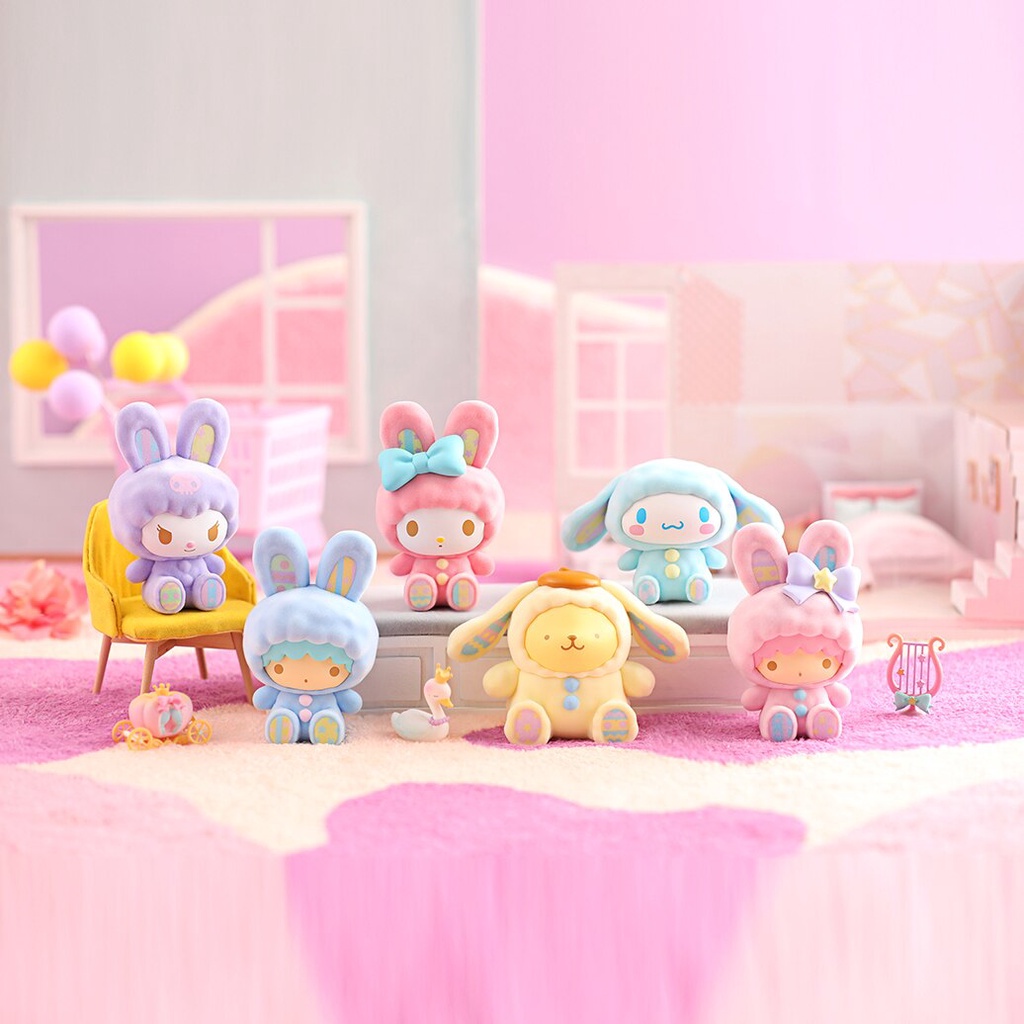 MINISO Sanrio Characters Rabbit Series Flock Blind Box Toy Figure Model ...