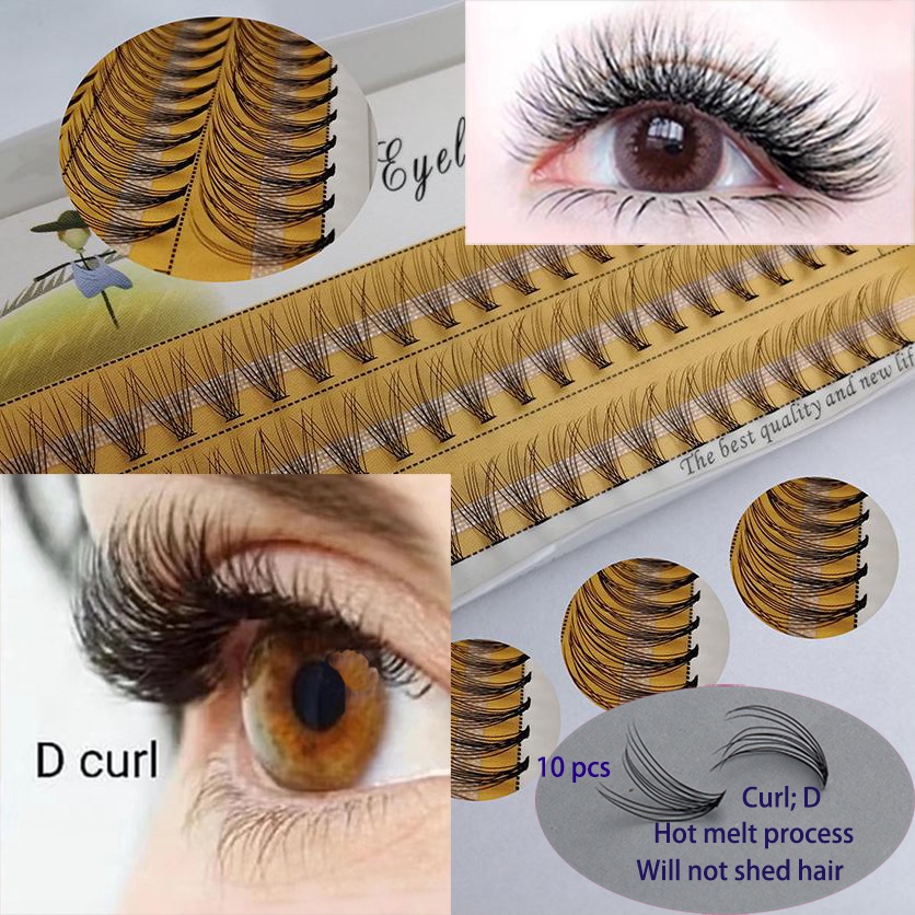 10D eyelashes extensions 60 clusters/Box self-grafting D Curl natural ...
