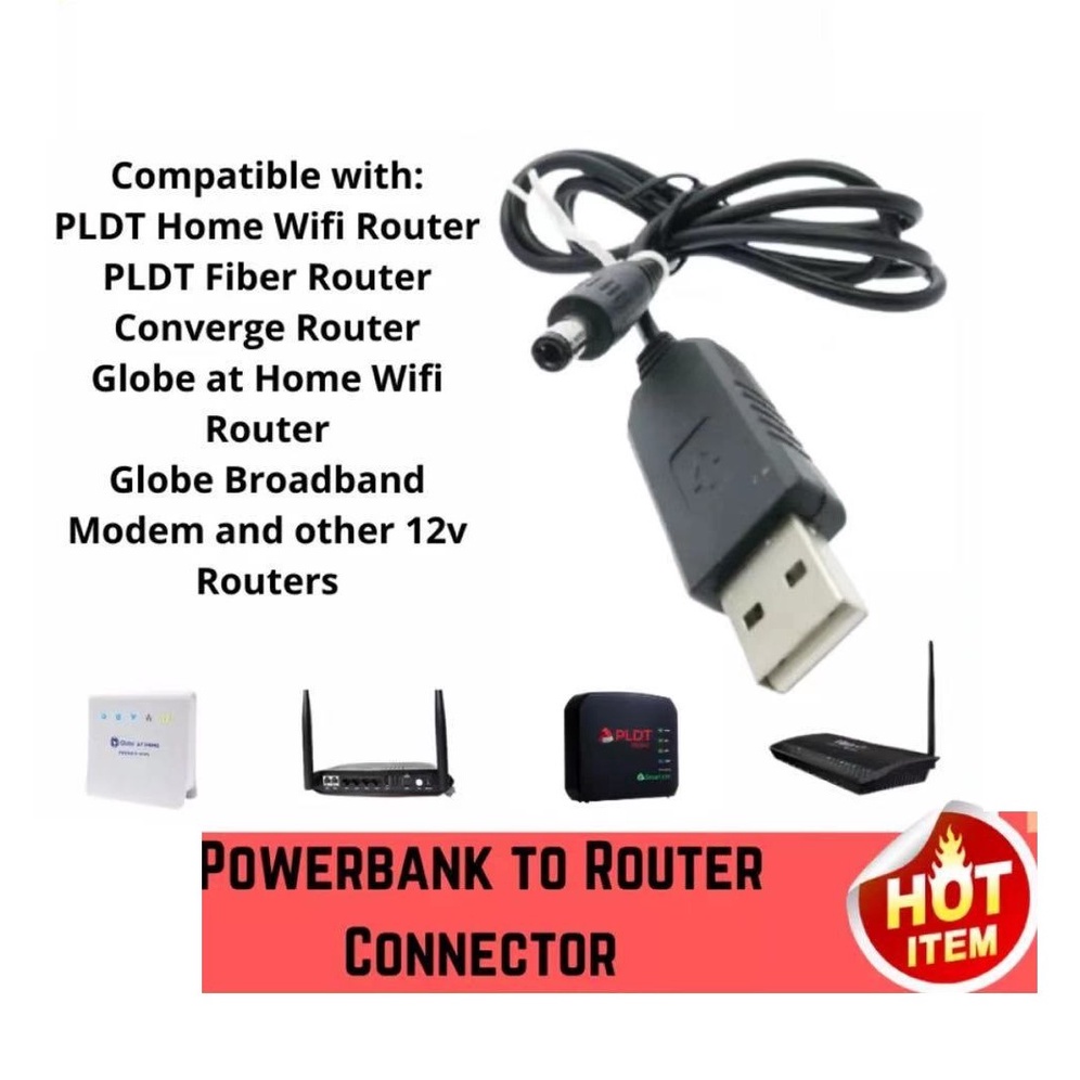 ∋ COD WiFi to Powerbank Cable for Pldt Home WiFi ( 5v to 12v step-up ...