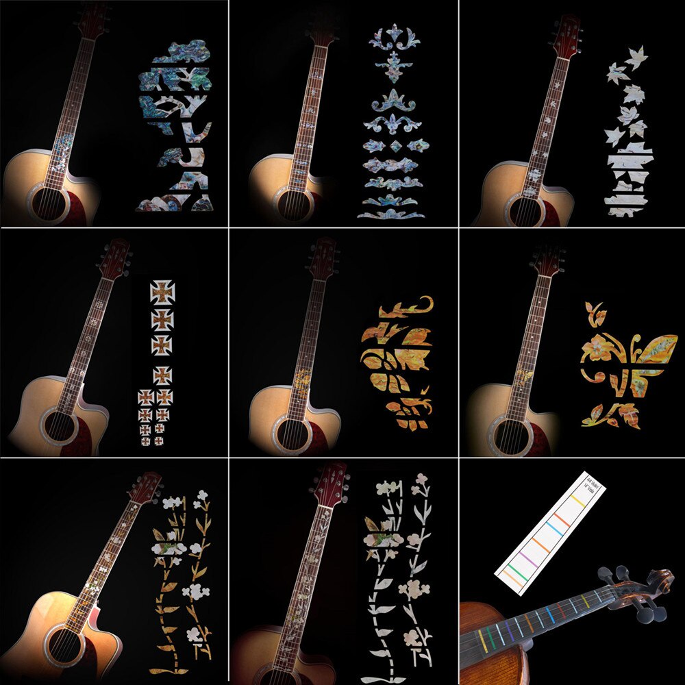 14 Styles Cross Inlay Decals Fretboard Sticker For Electric Acoustic ...