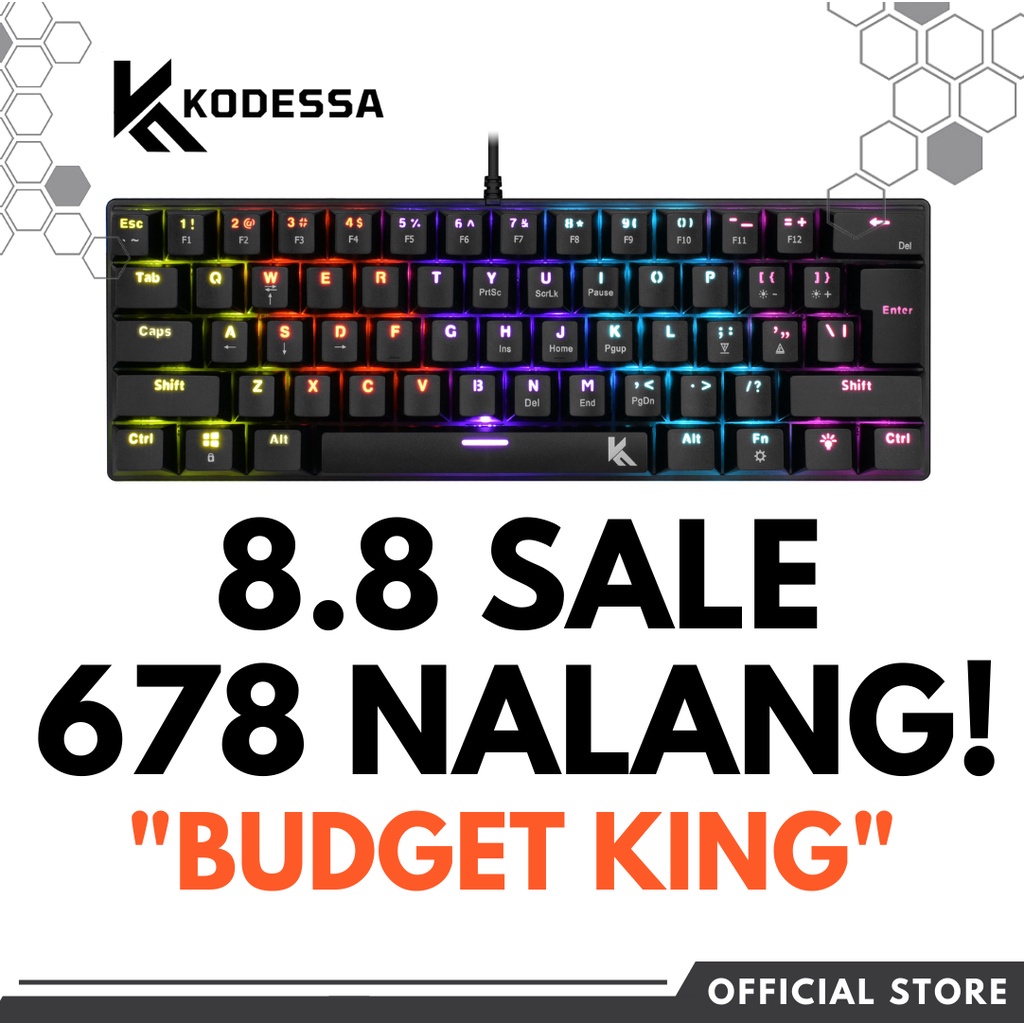 "BUDGET KING" Kodessa KDA61 Mechanical Keyboard 60% Keys Gaming ...