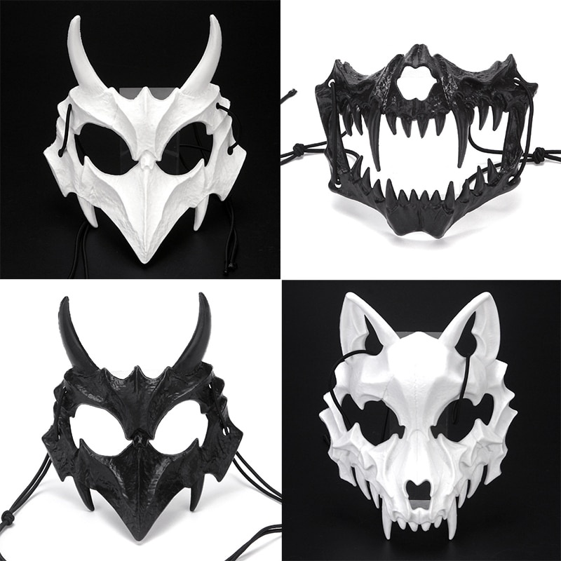 Halloween 3D Skeleton Masks Horror Skull Half Face Mask Horror Demons ...