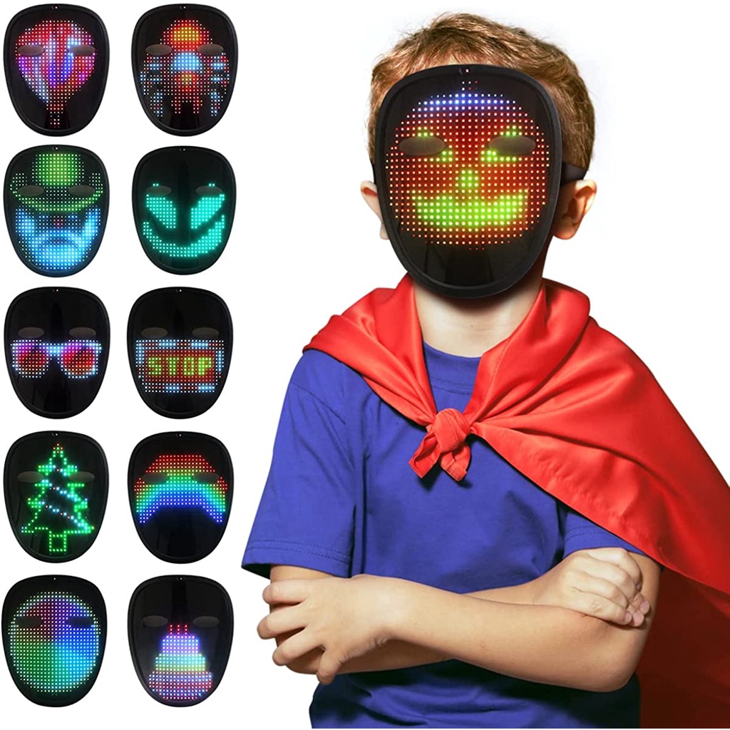Child Face Transforming LED Mask, Gesture Control Purge Glow Mask ...