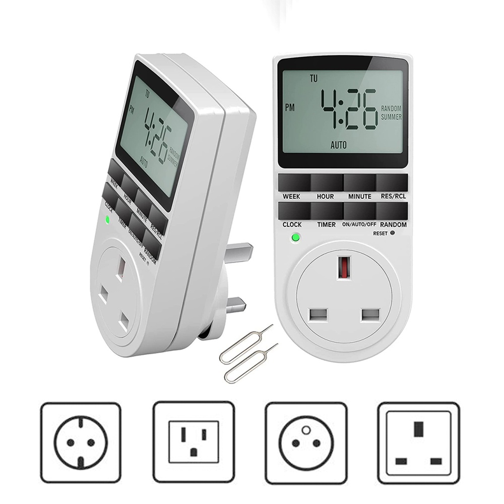 LY ﹍Digital Electric Timer Plug Socket Programmable Switch With 10 On-Off Programs LCD Screen ...