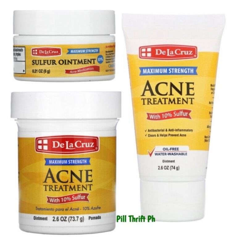De La Cruz Ointment, Acne Treatment with 10% Sulfur, Maximum Strength ...