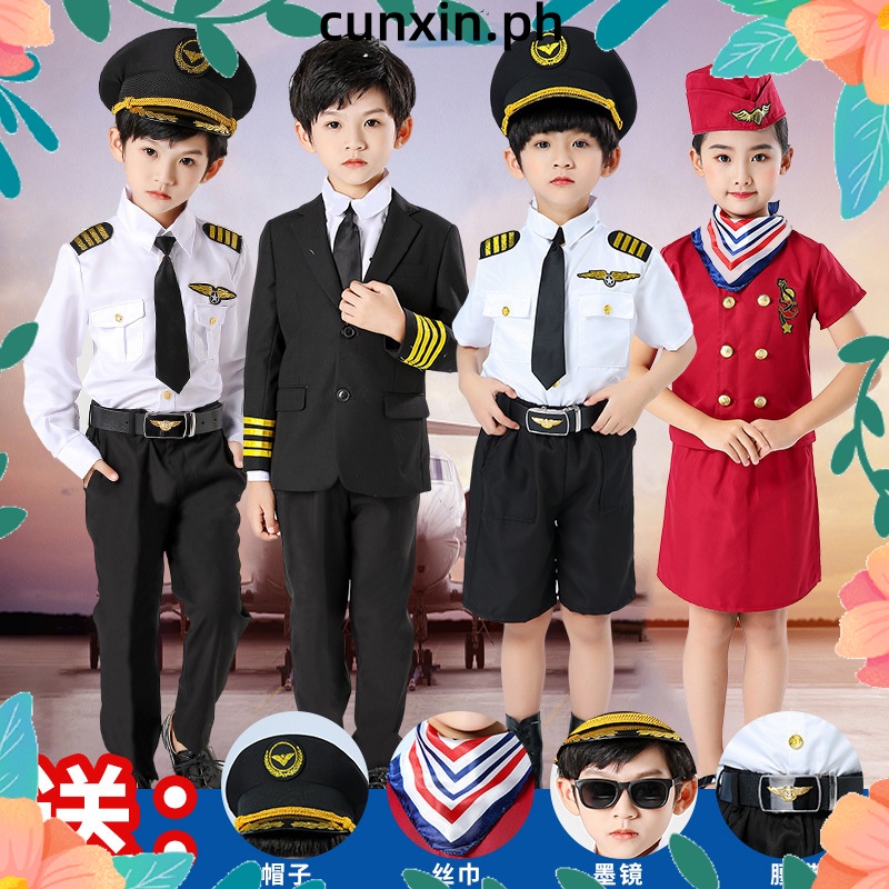 Congme Airline Pilot Captain Costume for Kids Boys Girls Captain ...