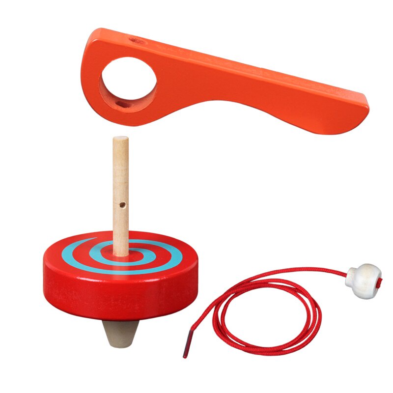 Wooden Top Gyroscope Toys Spinning with Wire For Kids Child Sports Game ...