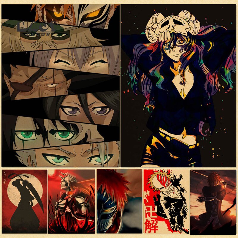 Bleach Frame Poster Japanese Anime Kraft Paper Retro Posters Home Room ...