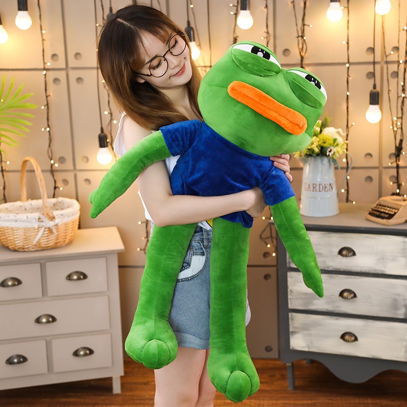 50-90cm Cute Cartoon Magic Expression Pepe The Frog Sad Frog Plush ...