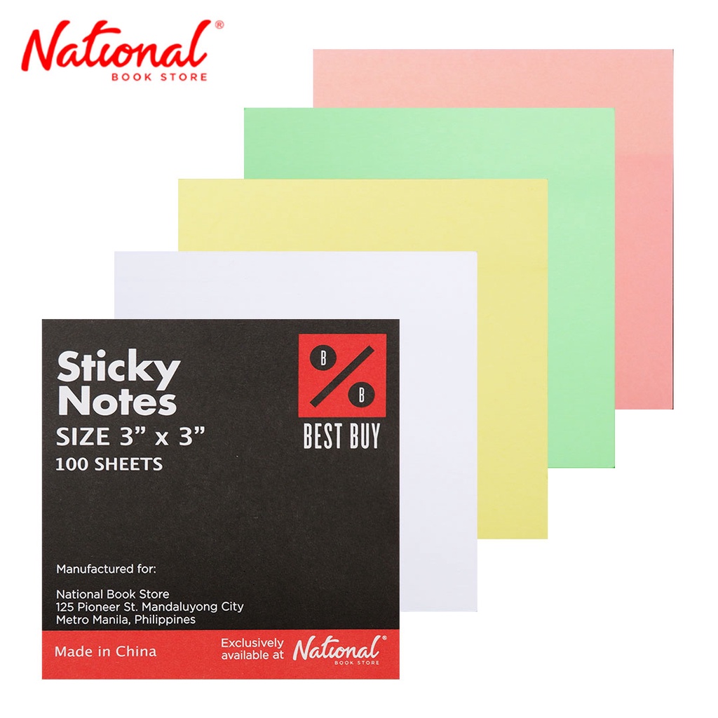 Best Buy Sticky Notes 3x3 100's inches Yellow/White/Green - School ...