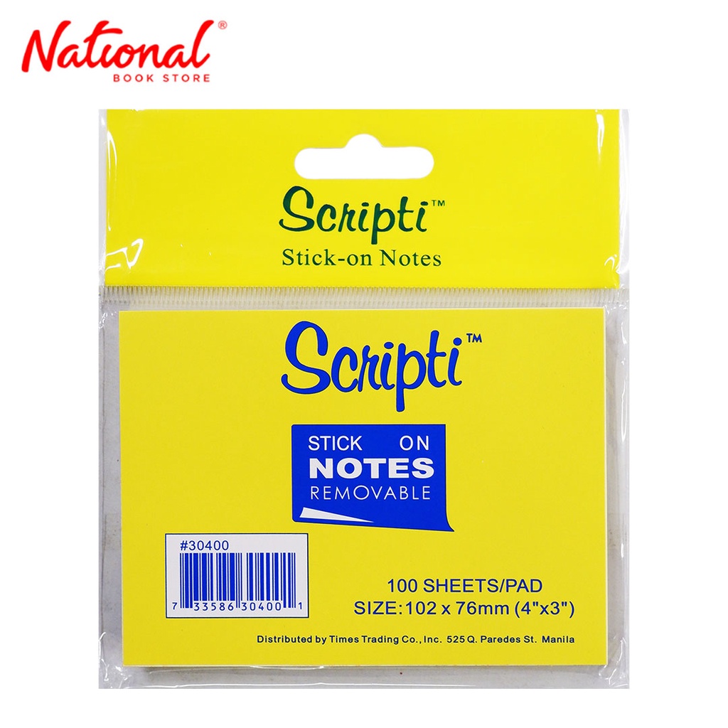 Scripti Sticky Note 3x4 inches 100 Sheets - School & Office Supplies ...