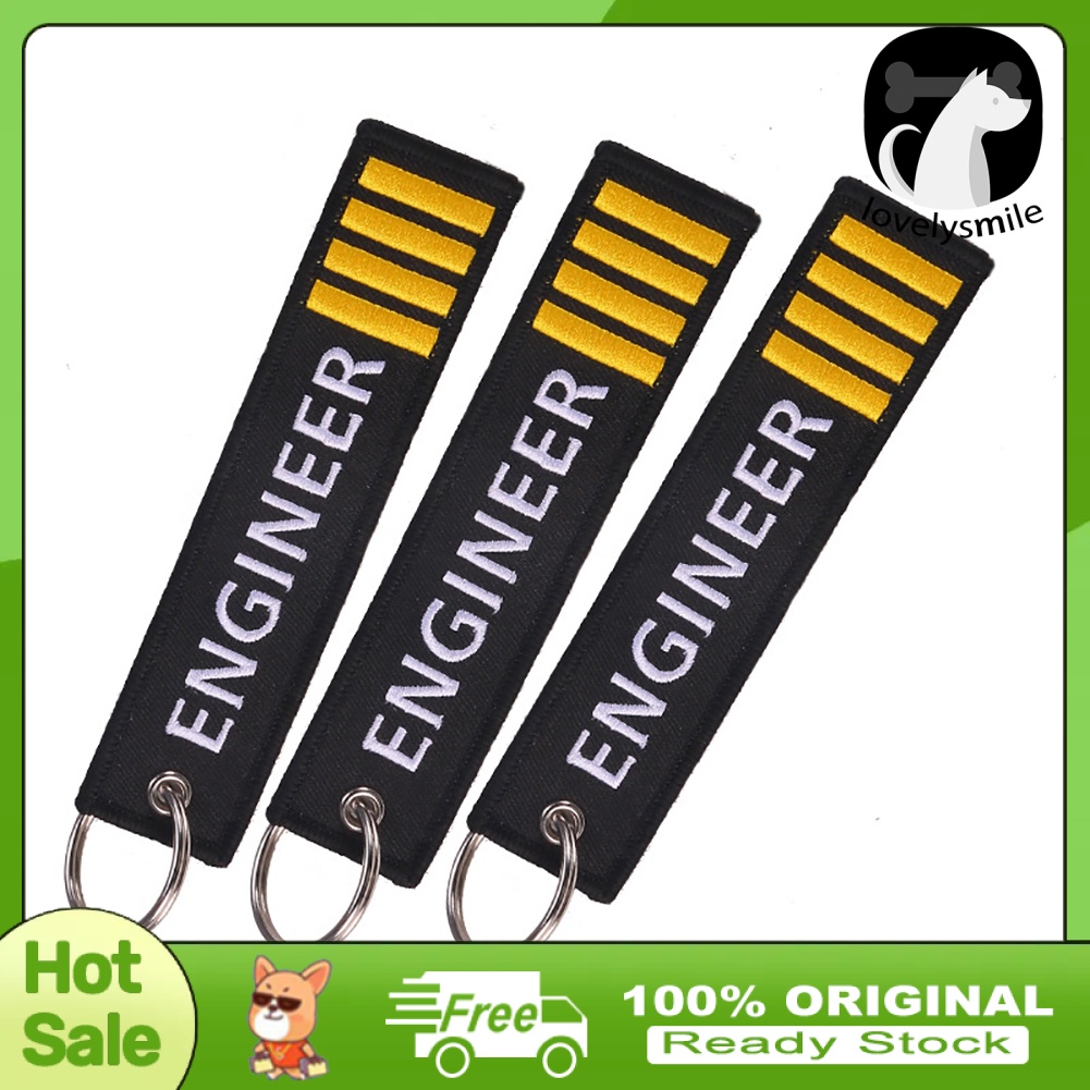 L~ Creative Engineer Four Bars Keychain Embroidery Ring Car Key Decor ...