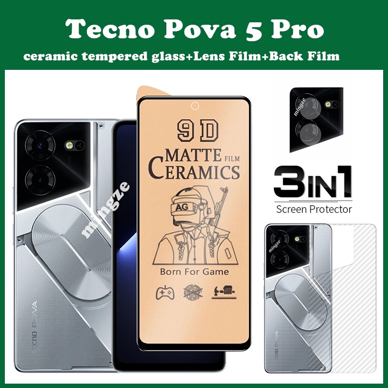 Tecno Pova 5 Pro Ceramic Tempered Glass Screen Protectors + camera film ...