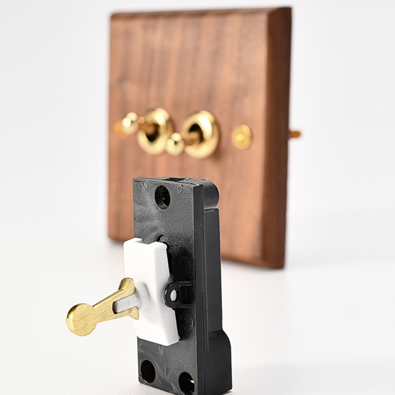 ஐ86 Type Black Walnut Wall Light Switch Retro Brass Toggle Switch 13A ...
