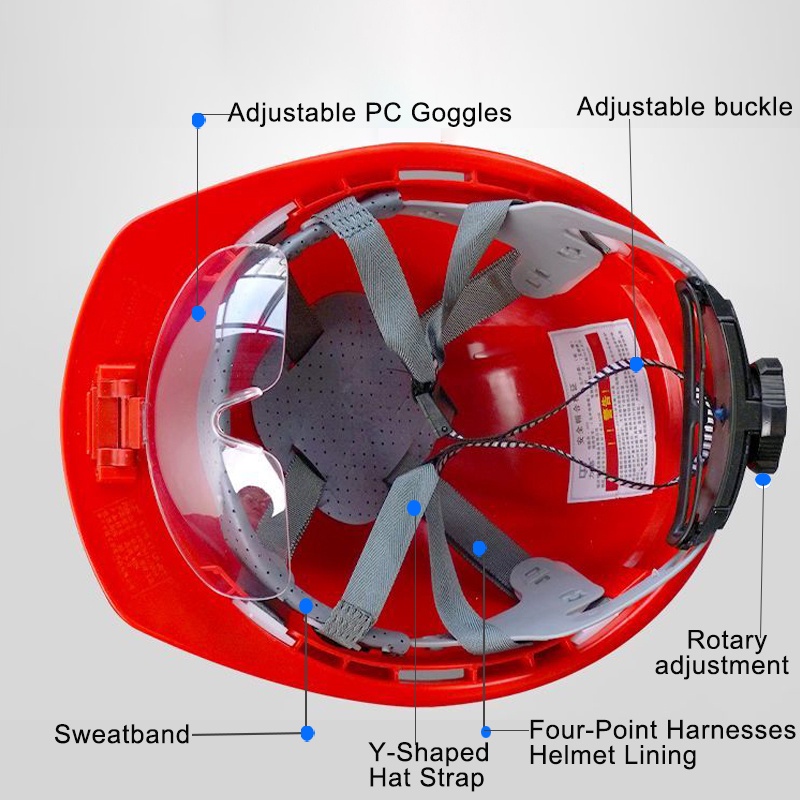 LY ☢ ﹍Safety Helmet With Protective PC Glasses ABS Construction Helmets ...