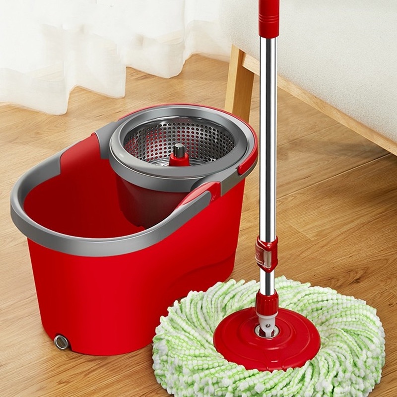 ∋Super 8 Rotating Mop Handle Pressing Free Hand Washing Double Drive ...