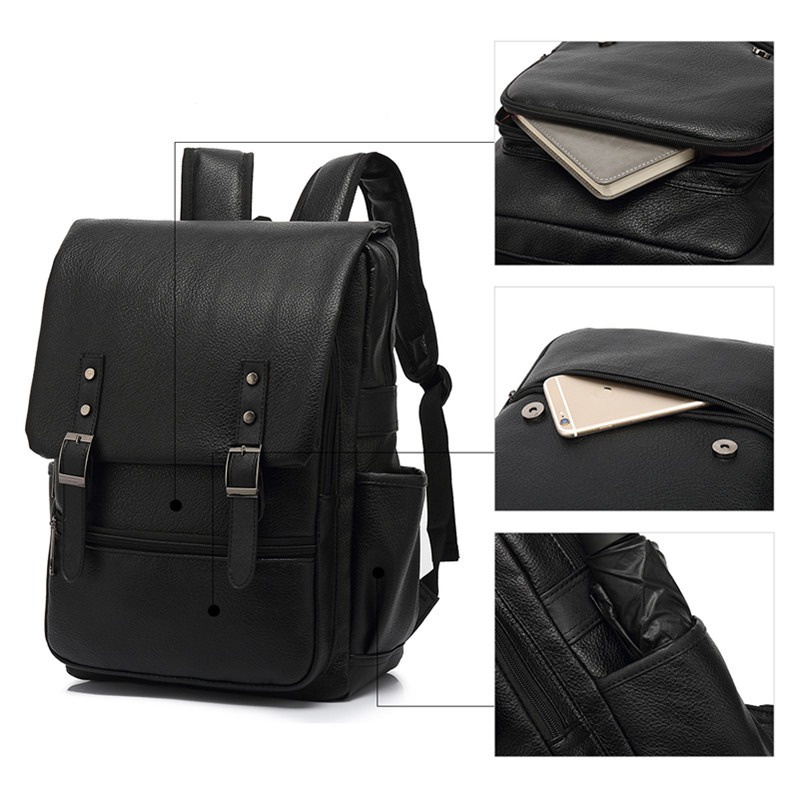 Large Capacity PU Backpack Business Laptop Bag Travel Backpack Fashion ...