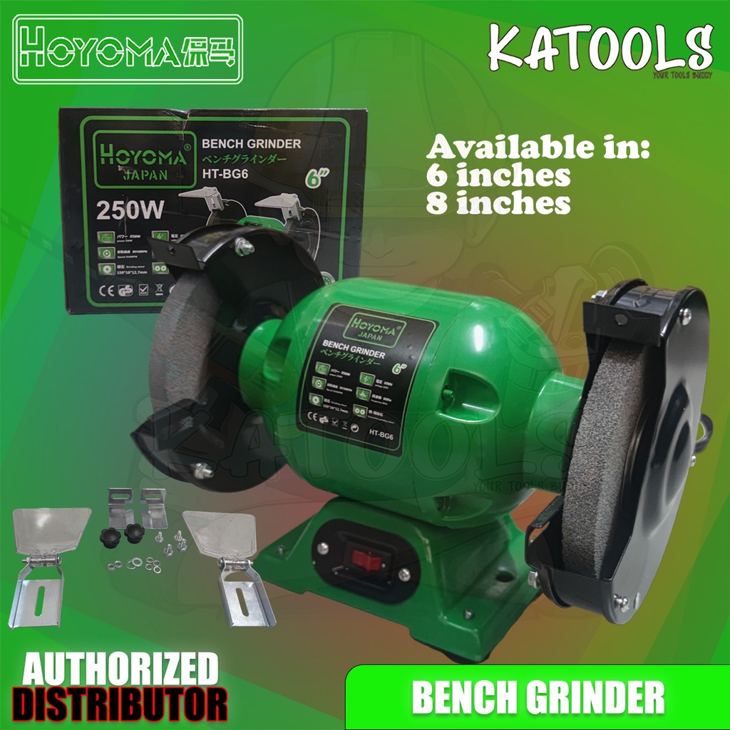 Hoyoma Japan Electric Bench Grinder (HT-BG6 6" 1/2HP 250W)(HT-BG8 8" 1 ...