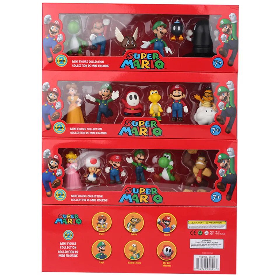 6Pcs/Set 4-7cm Super Mario Bros PVC Action Figure Toys Dolls Model Set ...