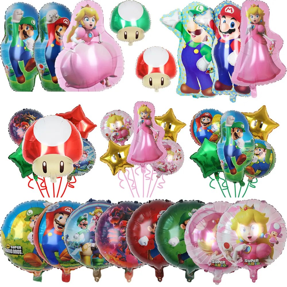 Cartoon Super Mary Balloon Set Mario Luigi Game-themed Birthday Party ...