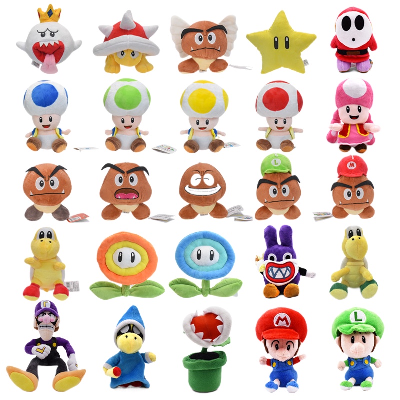 ۩37 Styles Plush Toys Cartoon Yellow Star Fire Flower Princess Peach ...