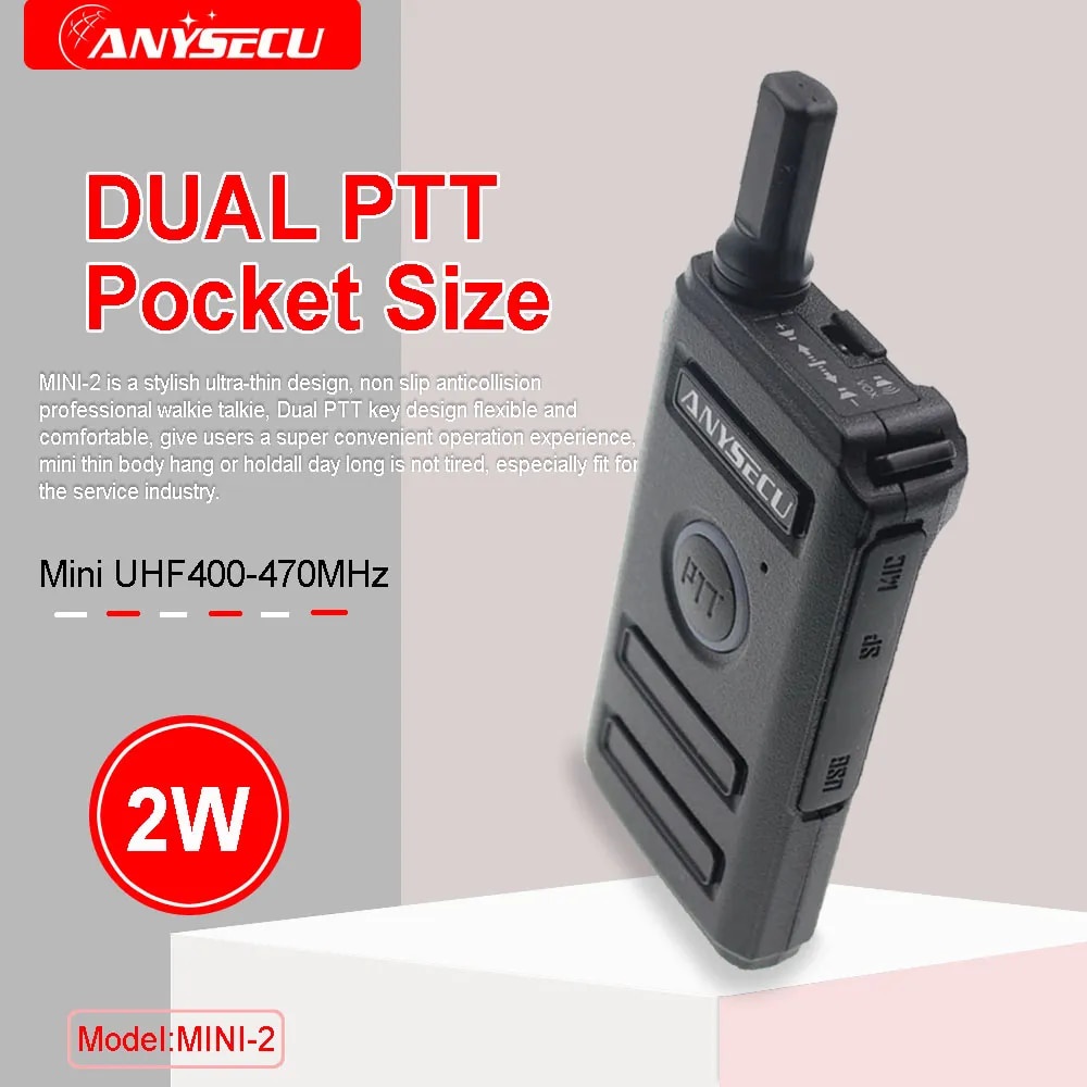 ANYSECU MINI-2 SC-600 RT18 PMR Mini Radio Walkie Talkie FRS Dual PTT ...
