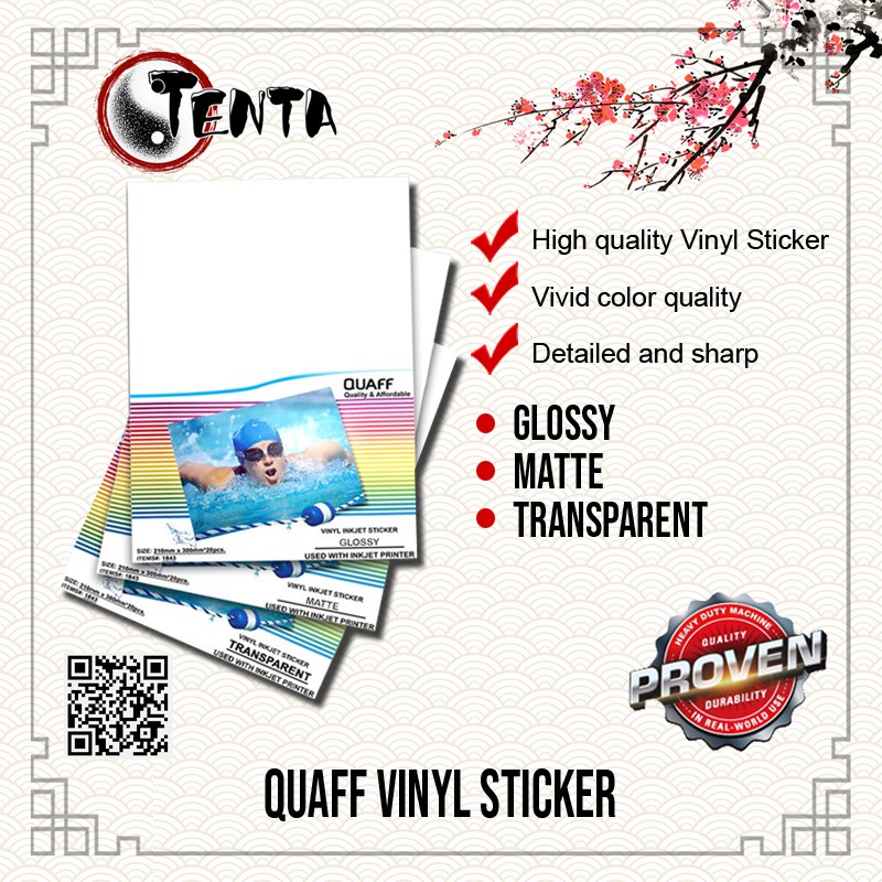 QUAFF Vinyl Sticker A4 Size 20sheet/Pack 【Matte/Glossy/Transparent ...