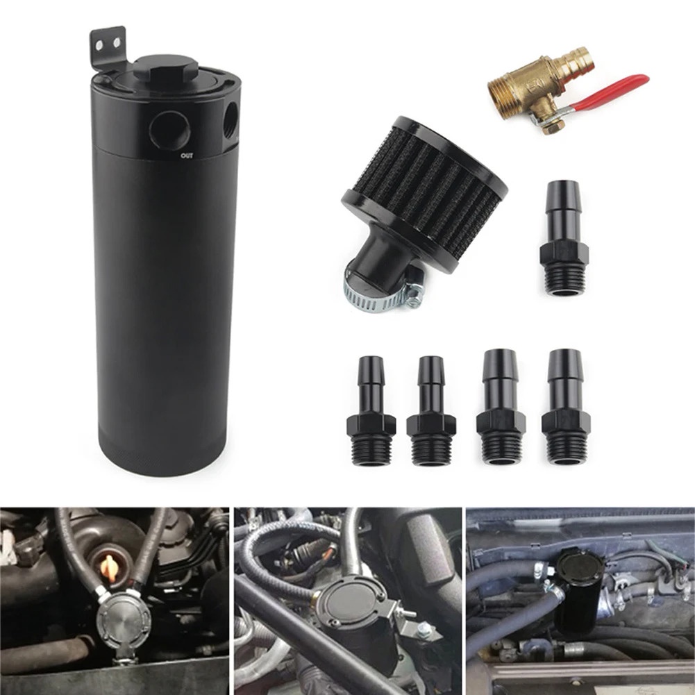 2-port Engine Oil Separator with Breathing Filter Baffled Oil Catch Can ...