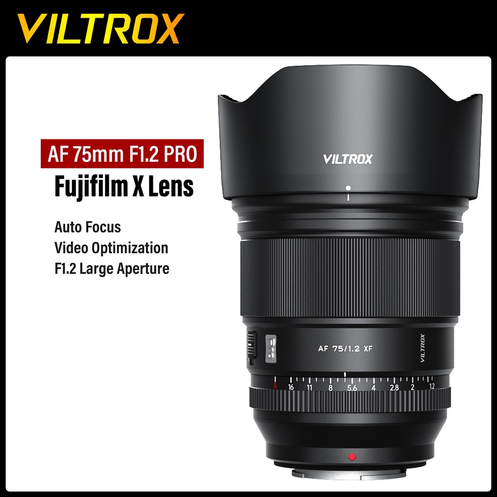 VILTROX 75mm F1.2 Fuji X Lens Auto Focus Large Aperture Portrait APS-C for Fujifilm XF Mount ...