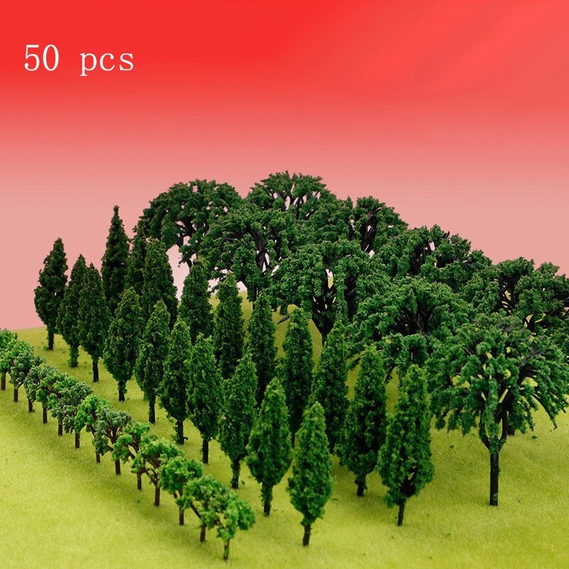 ☮1Set Train Railroad Scenery Architecture Landscape Trees Model ...
