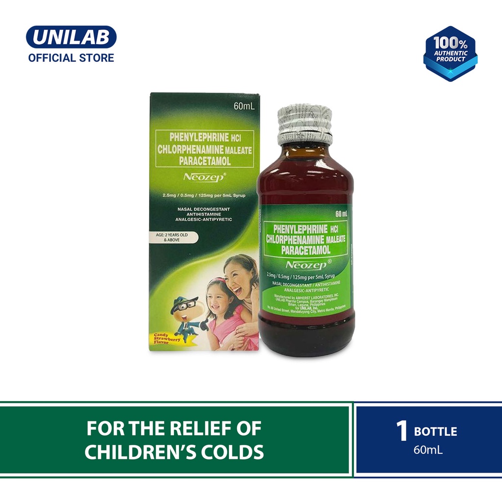 Neozep 60mL Syrup For the relief of Children's colds | Shopee Philippines