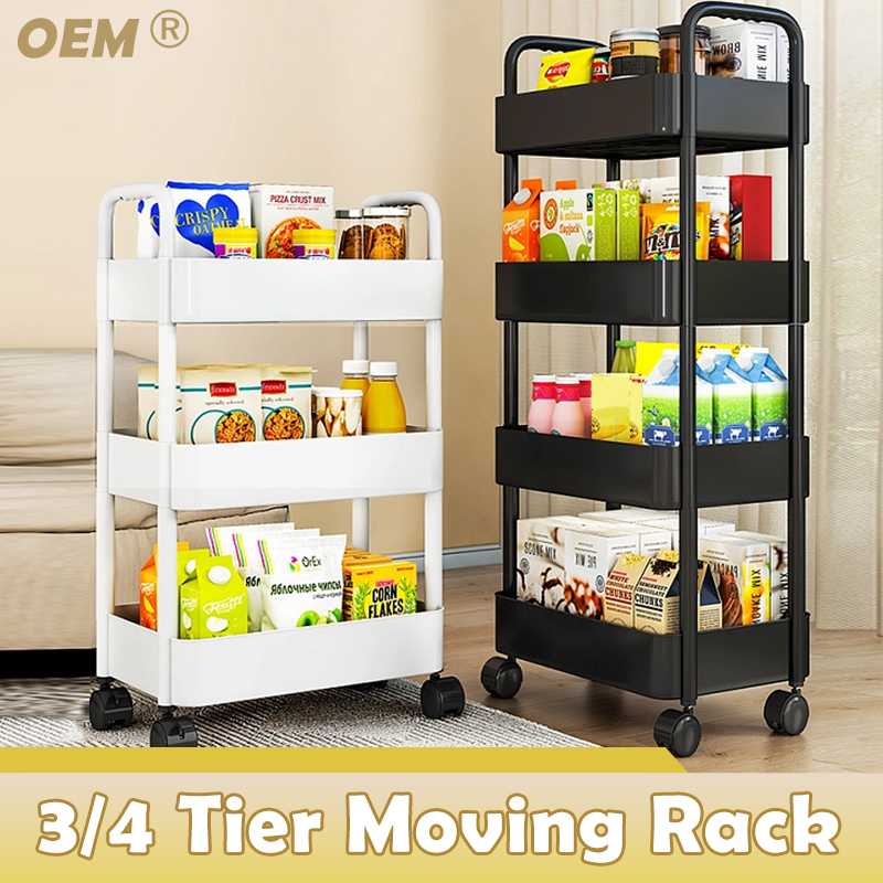 【No Screw】 3/4 Layer Moving Rack kitchen organizer racks organizer ...