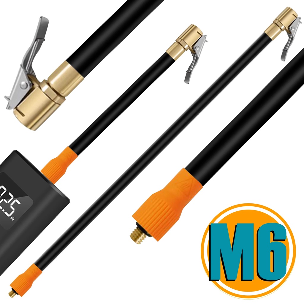 GIE.TOP M6 Mini Air Inflator Tube Orange Rubber Hose Standard Schrader ...