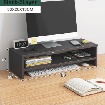Wooden Monitor Stand 1Layer/2Layer Computer Monitor Riser Wood Laptop ...